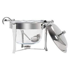 LGXSHOP Chafing Dish Buffet Set Glass Dish Server Stainless Steel Frame Chafing Dishes Food Warmer with Soup Ladle for Parties (4Qt)