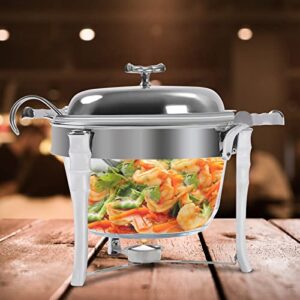 LGXSHOP Chafing Dish Buffet Set Glass Dish Server Stainless Steel Frame Chafing Dishes Food Warmer with Soup Ladle for Parties (4Qt)