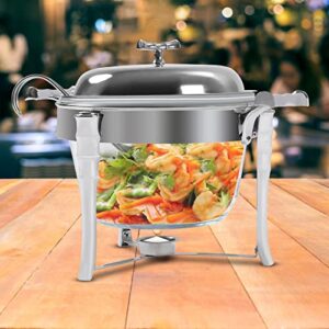 LGXSHOP Chafing Dish Buffet Set Glass Dish Server Stainless Steel Frame Chafing Dishes Food Warmer with Soup Ladle for Parties (4Qt)