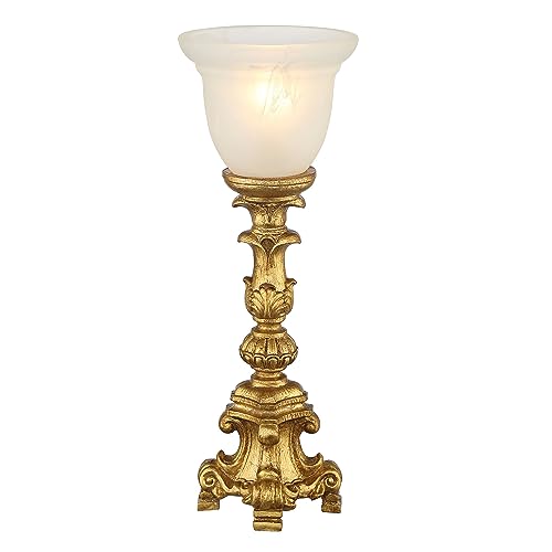 EAUSO Traditional Accent Table Lamp French Gold Uplight Alabaster Glass Shade Desk Lamp 18" High for Living Room Bedroom House Bedside