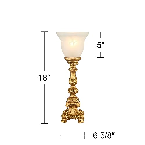 EAUSO Traditional Accent Table Lamp French Gold Uplight Alabaster Glass Shade Desk Lamp 18" High for Living Room Bedroom House Bedside