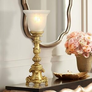 EAUSO Traditional Accent Table Lamp French Gold Uplight Alabaster Glass Shade Desk Lamp 18" High for Living Room Bedroom House Bedside