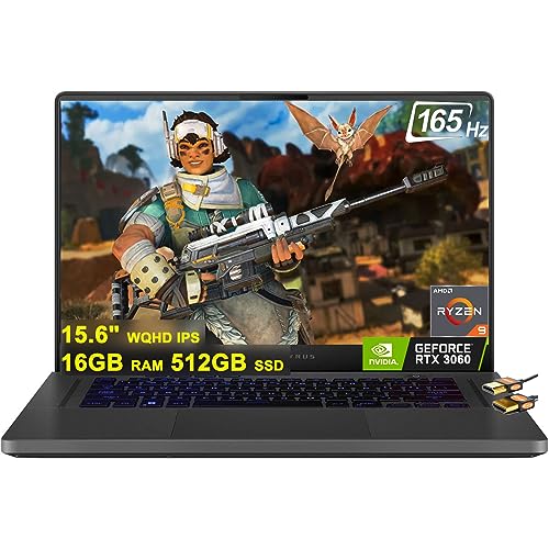 ASUS ROG Zephyrus G15 Gaming Laptop 15.6" WQHD IPS 165Hz (100% DCI-P3) AMD Octa-Core Ryzen 9 6900HS (>i7-11370H) 16GB RAM 512GB SSD GeForce RTX 3060 6GB Graphic USB-C Backlit Win11 Black + HDMI Cable