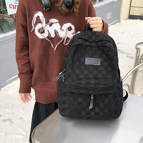 Aesthetic Backpack for Women Cute Backpack Kawaii Backpack Big Vans Backpack Lightweight Classic Basic Backpack (Black)