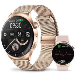 filiekeu smart watch for men women 1.5 inch screen blood pressure oxygen sleep monitor bluetooth call smart watches ip68 waterproof fitness tracker smartwatch for android iphone gold