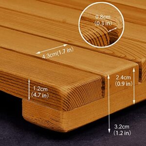 Heavy Duty Teak Wood Shower Mats Non Slip Waterproof, Raised Slated Platform Pads with Foot Pad, Inside Outside Bath Tubs Floor Mat, Portable Doormat (Size : 30x30cm(11.8x11.8in))