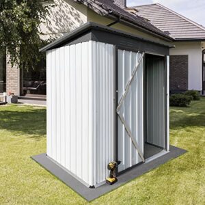 RITSU 5Ft x 3Ft Outdoor Metal Garden Shed, Steel Garden Storage Shed with Single Lockable Door & Vents, Waterproof Anti-Corrosion Tool Storage Clearance for Backyard Patio Lawn, White