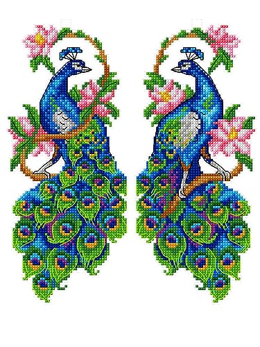 Counted Cross-Stitch Kit on Plastic Canvas with Peacocks. Fabulous Ornament 3.54x8.46 inches 143CS. Perfect for Art & Craft Amateurs