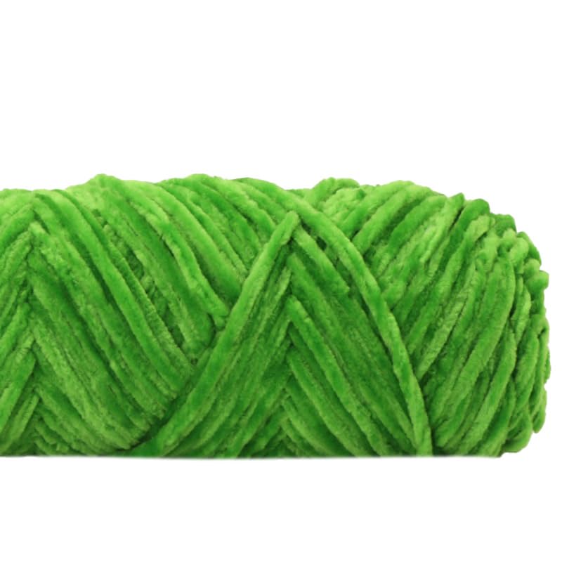 DIY Pleuche Chenille Yarn Gold Luster Velvet Knitting Sewing Material Woven for Scarf/Sweater/Doll 100g 180m (Green)