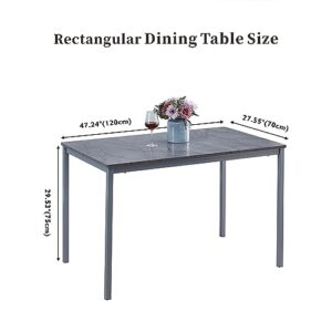 ROZHOME Rectangular Dining Table with MDF Board Top and Metal Legs for Home Office Kitchen Dining Room 47.2" * 27.5" * 29.5"(L x W x H) (Gray Marble Effect)