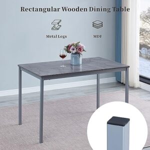 ROZHOME Rectangular Dining Table with MDF Board Top and Metal Legs for Home Office Kitchen Dining Room 47.2" * 27.5" * 29.5"(L x W x H) (Gray Marble Effect)