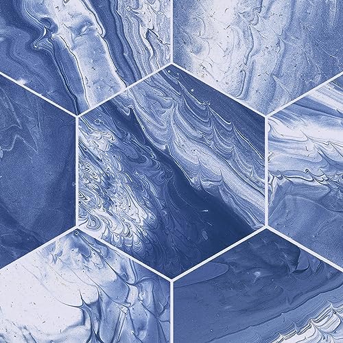 Selleny Hex 5.5 in x 6.3 in Glossy & Matte Mix, Porcelain Artistic Glaze Tile (4.73 sq. ft. / 26 Pieces) (Blue)