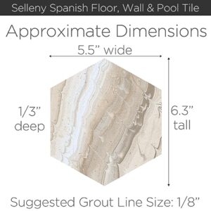 Selleny Hex 5.5 in x 6.3 in Glossy & Matte Mix, Porcelain Artistic Glaze Tile (4.73 sq. ft. / 26 Pieces) (Blue)