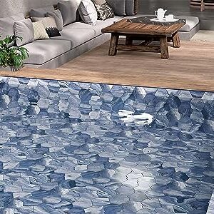 Selleny Hex 5.5 in x 6.3 in Glossy & Matte Mix, Porcelain Artistic Glaze Tile (4.73 sq. ft. / 26 Pieces) (Blue)