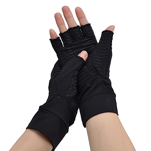 Airshi Hand Compression Gloves, Fingerless Design Free Grip and Feel Compression Gloves Easy to Reduced Hand Load for Men Women (L)