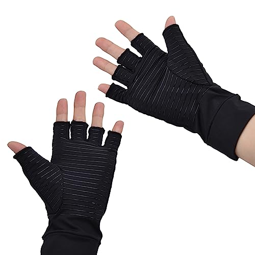 Airshi Hand Compression Gloves, Fingerless Design Free Grip and Feel Compression Gloves Easy to Reduced Hand Load for Men Women (L)