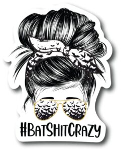 bat sh!t crazy colorful refrigerator magnet | uv printed 4-inch kitchen decor accessory featuring stunning design | messy bun chakra goth grunge halloween skull karma oracle psychic csm1533