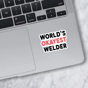 Miraki World's Okayest Welder Sticker, Metal Worker Sticker, Welding Sticker, Fabrication Sticker, Water Assitant Die-Cut Vinyl Dad Decals for Laptop, Phone, Water Bottles, Kindle Sticker