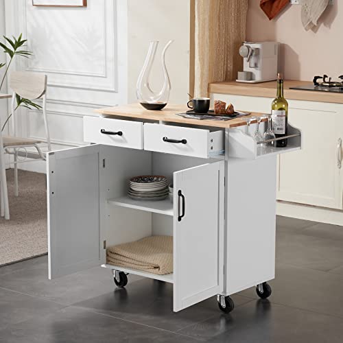 Kitchen Storage Cart Trolley Kitchen Island on Wheels with Storage, Rolling Kitchen Cart Rolling Kitchen Island Cart, Bar Serving Cart, 2-Door Cabinet Compact Trolley on Wheels MDF 99.5 x 40 x 85.5CM