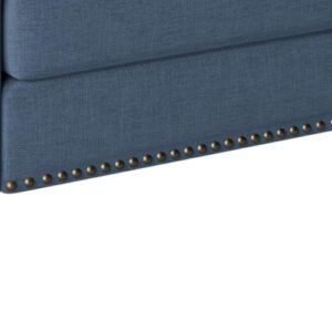 TAIGR Classic Linen Armchair Accent Chair with Bronze Nailhead Trim Wooden Legs Single Sofa Couch for Living Room, Bedroom, Balcony, Navy Blue