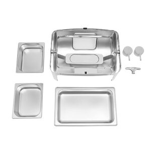 Chafing Dish Buffet Set Chafing Dish with Clear Lid and Handle, 2 Trays Chafer Complete Set for Hotels, Fast Food Restaurants, Snack Bars