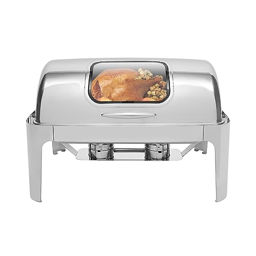 Chafing Dish Buffet Set Chafing Dish with Clear Lid and Handle, 2 Trays Chafer Complete Set for Hotels, Fast Food Restaurants, Snack Bars