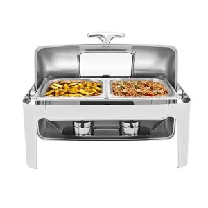 Chafing Dish Buffet Set Chafing Dish with Clear Lid and Handle, 2 Trays Chafer Complete Set for Hotels, Fast Food Restaurants, Snack Bars