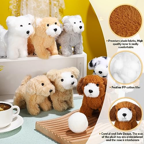 8 Pieces Plush Pets 5 Inch Stuffed Animals Bulk Assorted Cute Stuffed Pet Animal Plush Toys Small Plush Animals for Kids Halloween School Classroom Animal Themed Party Supplies Decors (Standing Dog)