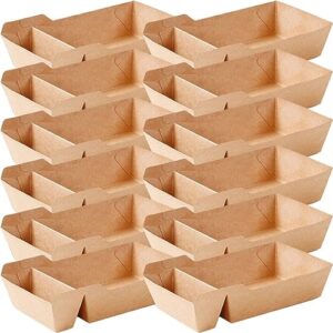 callaron paper food container 50pcs kraft paper boxes paper candy containers paper food container for cookies, mini pies, cupcakes (kraft paper) food serving boats