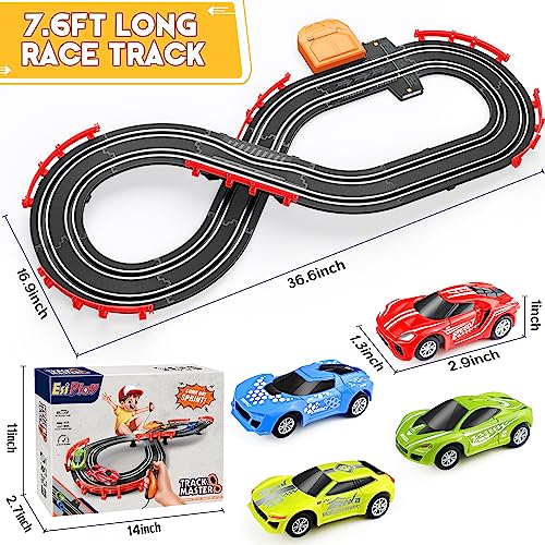 EsiPlay Slot Car Race Track Sets, Electric Boys Toys Race Car Track with 4 Slot Cars, 2 Controllers, Lap Counter, Dual Racing Game Circular Overpass Track, Gifts for Kids Age 3 4 5 6 7 8-12