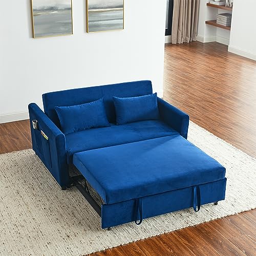 3-in-1 Loveseat Convertible to Sleep Sofabed, Modern Fabric Futon Sofa with Pull Out Sleeper Couch Bed, 2 Seater Sofá with Reclining Backrest for Living Space