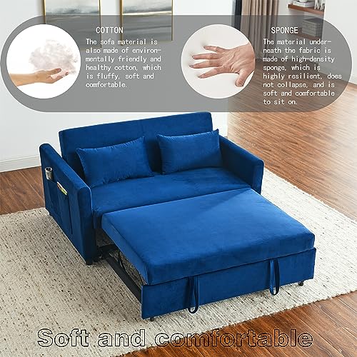 3-in-1 Loveseat Convertible to Sleep Sofabed, Modern Fabric Futon Sofa with Pull Out Sleeper Couch Bed, 2 Seater Sofá with Reclining Backrest for Living Space