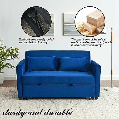 3-in-1 Loveseat Convertible to Sleep Sofabed, Modern Fabric Futon Sofa with Pull Out Sleeper Couch Bed, 2 Seater Sofá with Reclining Backrest for Living Space