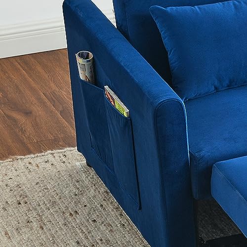 3-in-1 Loveseat Convertible to Sleep Sofabed, Modern Fabric Futon Sofa with Pull Out Sleeper Couch Bed, 2 Seater Sofá with Reclining Backrest for Living Space