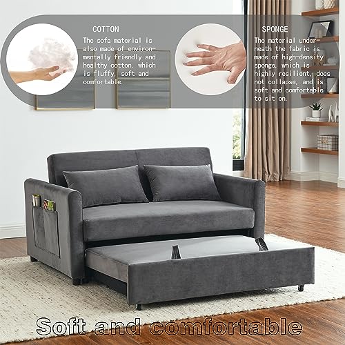 ERYE 3-in-1 Upholstered Futon Sofa Loveseat Convertible Sleeper Couch Bed,2-Seaters Sofa & Couch Soft Cushions Love Seat Daybed for Small Space Living Room Sets