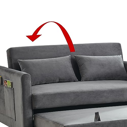 ERYE 3-in-1 Upholstered Futon Sofa Loveseat Convertible Sleeper Couch Bed,2-Seaters Sofa & Couch Soft Cushions Love Seat Daybed for Small Space Living Room Sets