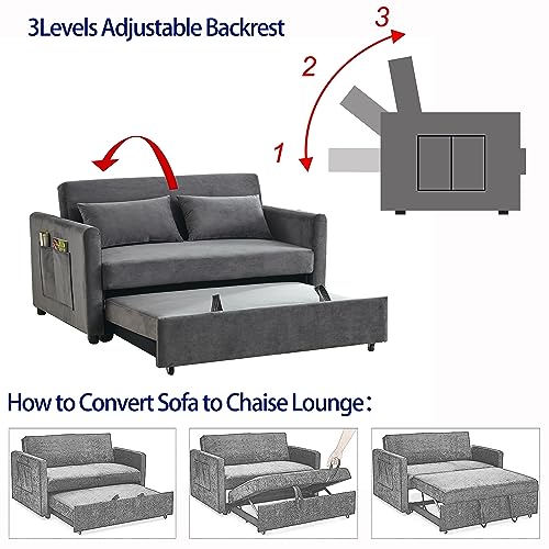 ERYE 3-in-1 Upholstered Futon Sofa Loveseat Convertible Sleeper Couch Bed,2-Seaters Sofa & Couch Soft Cushions Love Seat Daybed for Small Space Living Room Sets