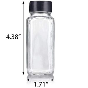 Salt & Pepper Glass Jar Spice Holder Dispensers Oregano and Chilli Flakes Dispenser Shaker Masala jar Spice Container Square 120ml Transparent (Set Of 6, Salt Jar 120ml)