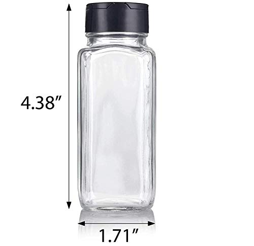 Salt & Pepper Glass Jar Spice Holder Dispensers Oregano and Chilli Flakes Dispenser Shaker Masala jar Spice Container Square 120ml Transparent (Set Of 6, Salt Jar 120ml)