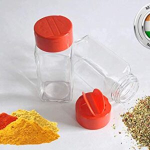 Salt & Pepper Glass Jar Spice Holder Dispensers Oregano and Chilli Flakes Dispenser Shaker Masala jar Spice Container Square 120ml Transparent (Set Of 6, Salt Jar 120ml)