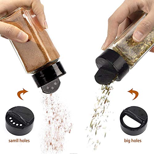 Salt & Pepper Glass Jar Spice Holder Dispensers Oregano and Chilli Flakes Dispenser Shaker Masala jar Spice Container Square 120ml Transparent (Set Of 6, Salt Jar 120ml)