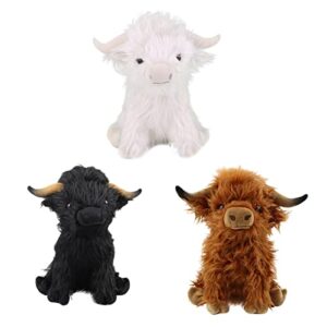 uSecee Highland Cow Stuffed Animal Realistic Scottish Cow Plush Toy Small Cute Animal Toys Animal Cattle Plushie Doll Gift for Adults Kids Boys Girls Birthday Gifts