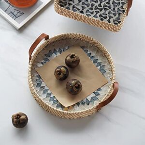 Cute Classic Serving Tray Tray Home Office Tray Serving Tray Breakfast Food Drink Tray with Handle Woven Basket Household Pallet