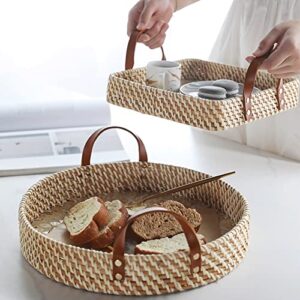 Cute Classic Serving Tray Tray Home Office Tray Serving Tray Breakfast Food Drink Tray with Handle Woven Basket Household Pallet