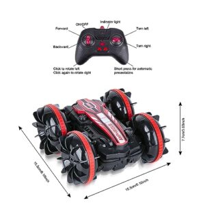 Berry President Amphibious RC Car, 2.4GHz Off-Road Stunt Truck, All Terrain 4WD Remote Control Toy, Land Water Vehicle with 360° Rotation for Kids (Red)