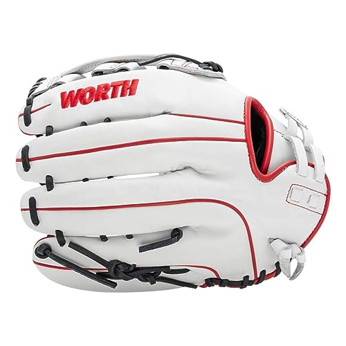 Worth | Freedom Series Slowpitch Softball Glove | 13 Inch | White/Navy/Red | Left Hand Throw