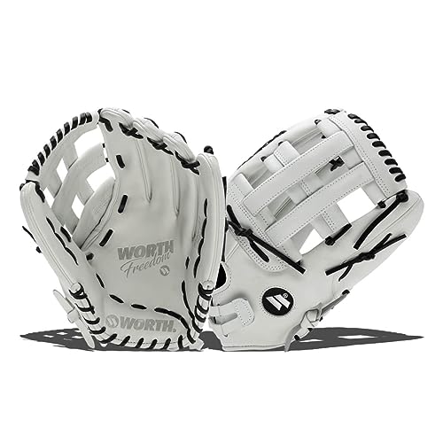 Worth | Freedom Series Slowpitch Softball Glove | 14 Inch | White/Black | Right Hand Throw