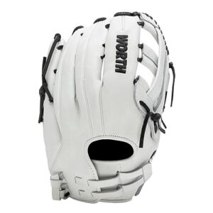 Worth | Freedom Series Slowpitch Softball Glove | 14 Inch | White/Black | Right Hand Throw