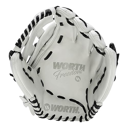 Worth | Freedom Series Slowpitch Softball Glove | 14 Inch | White/Black | Right Hand Throw