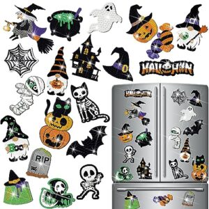 zonon 20 pcs halloween diamond painting refrigerator magnets diamond art kits fridge magnets sticker for fridge whiteboards car mailbox decor boys girls halloween diy craft